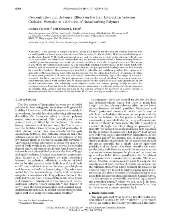 (PDF) Concentration and Solvency Effects on the Pair Interaction between Colloidal Particles in ...