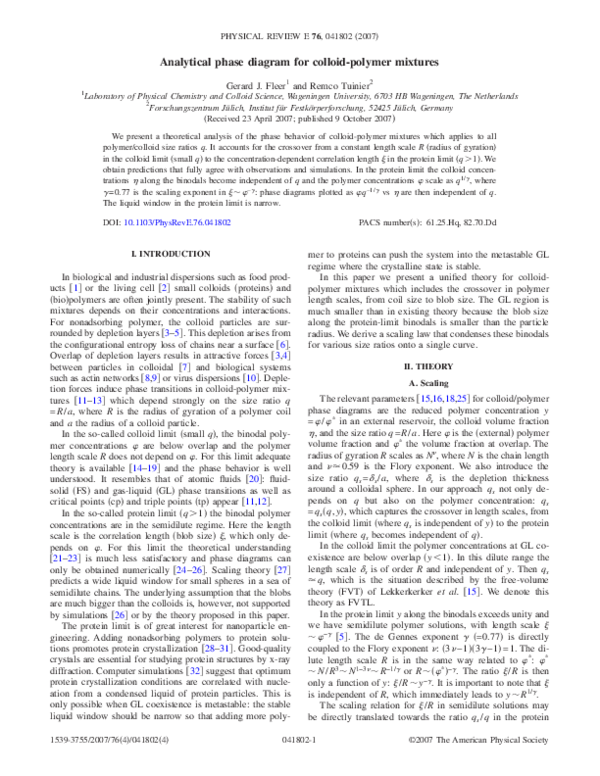 (PDF) Analytical phase diagram for colloid-polymer mixtures