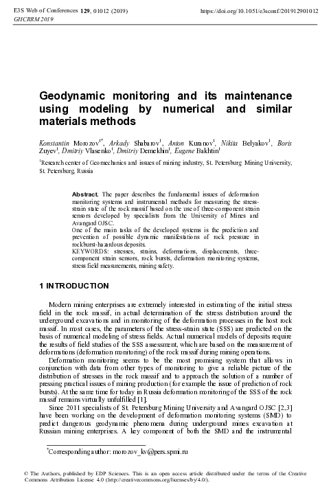 (PDF) Geodynamic monitoring and its maintenance using modeling by ...