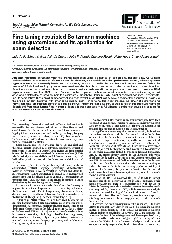 (PDF) Fine-tuning restricted Boltzmann machines using quaternions and its application for spam ...