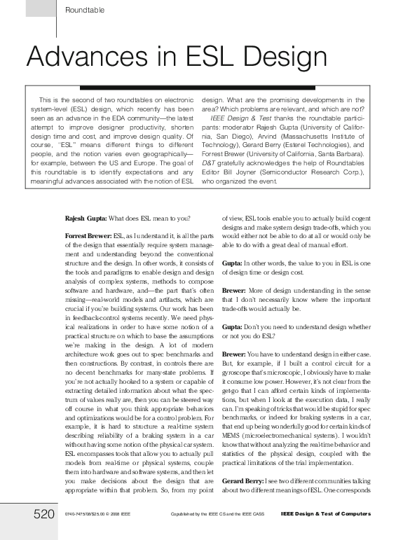 (PDF) Advances in ESL Design