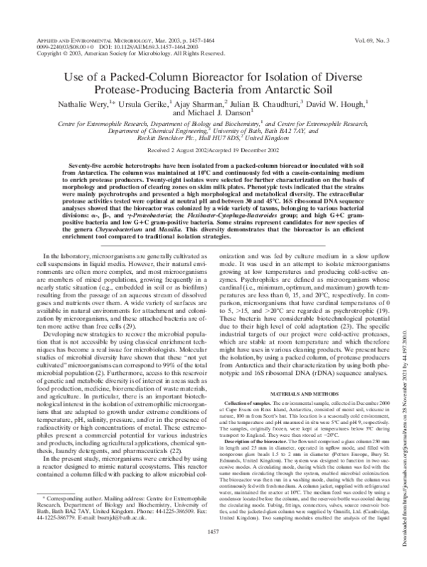 (PDF) Use of a Packed-Column Bioreactor for Isolation of Diverse ...