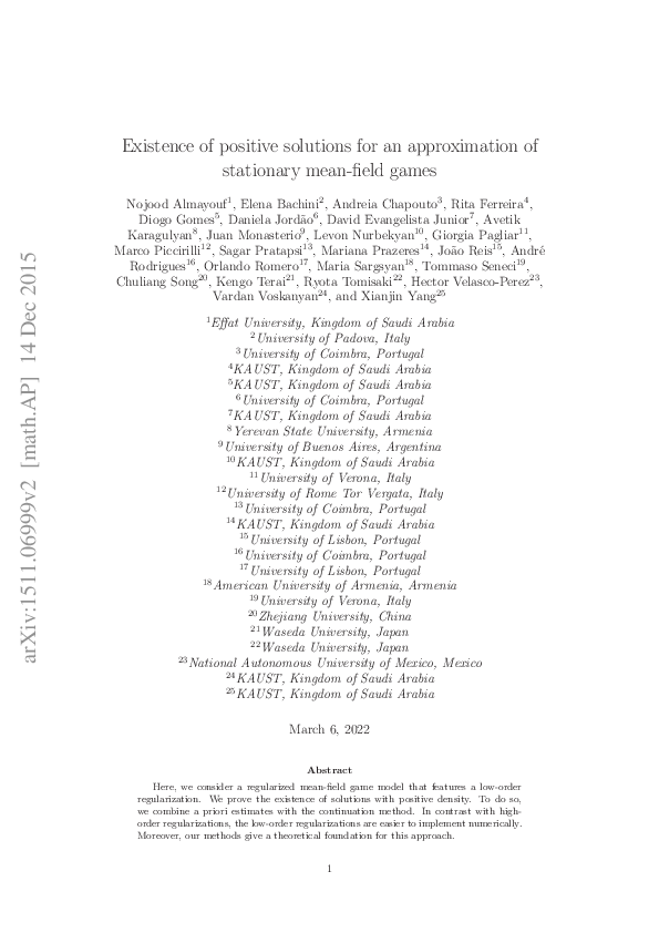 Pdf Existence Of Positive Solutions For An Approximation Of