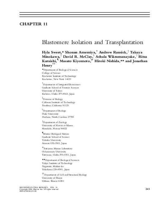 (PDF) Blastomere Isolation and Transplantation