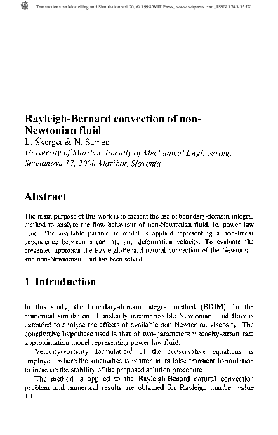 (PDF) Rayleigh-Bernard Convection Of Non-Newtonian Fluid