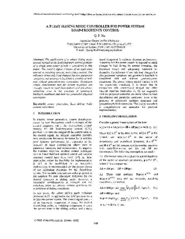 (PDF) A fuzzy sliding mode controller for power system load-frequency control