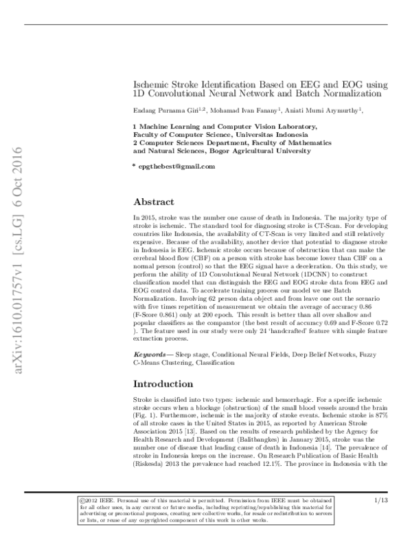 (PDF) EEG and EOG for Ischemic Stroke Detection