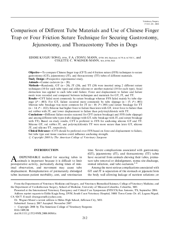(PDF) Comparison of Different Tube Materials and Use of Chinese Finger ...