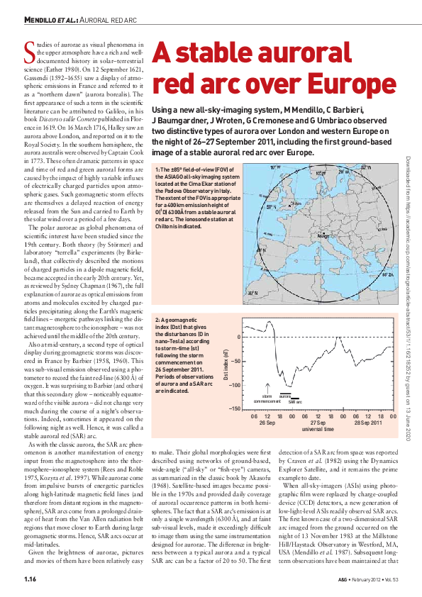(PDF) A stable auroral red arc over Europe