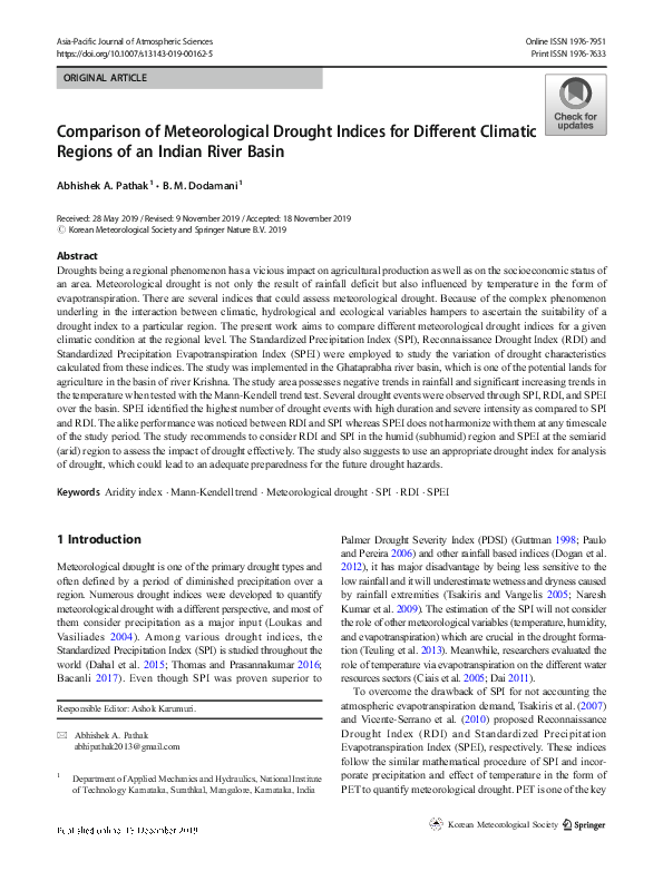 (PDF) Comparison of Meteorological Drought Indices for Different ...
