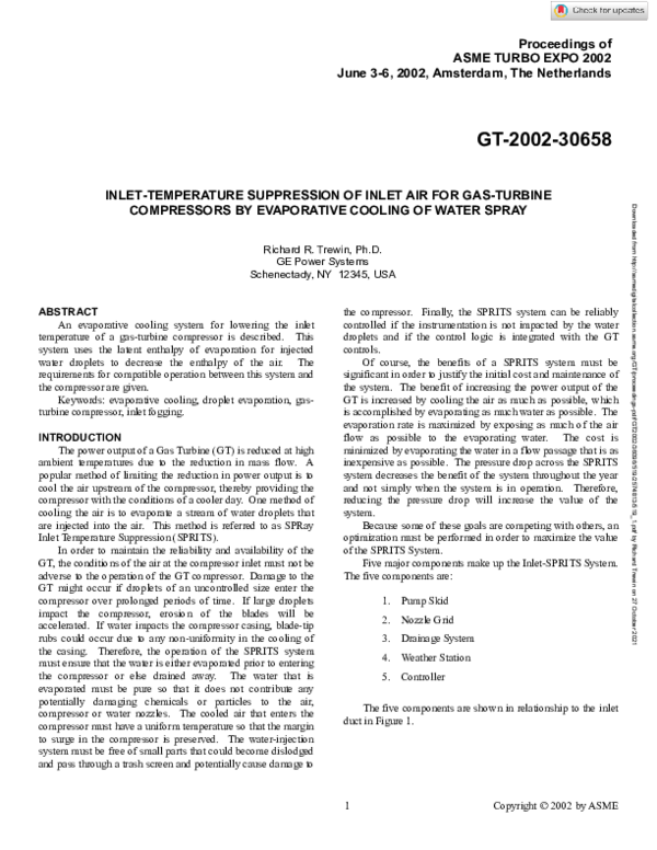 (PDF) Inlet-Temperature Suppression of Inlet Air for Gas-Turbine ...