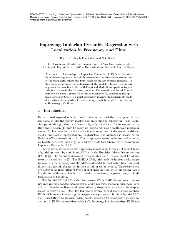 (PDF) Improving Laplacian Pyramids Regression with Localization in Frequency and Time