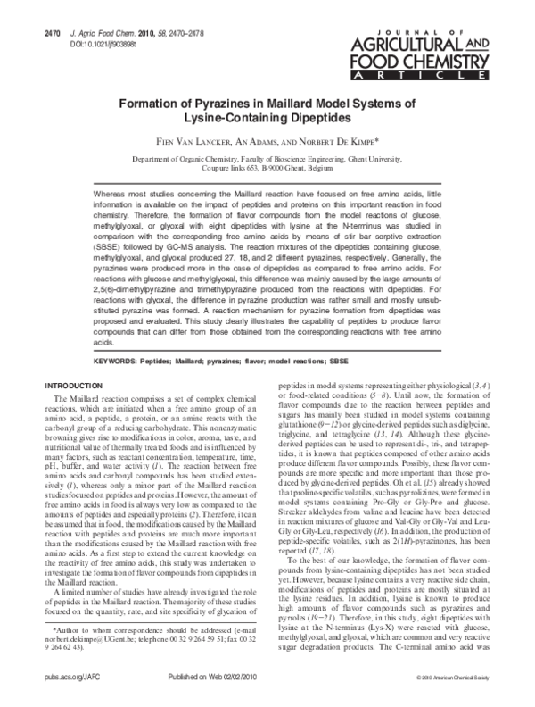 Formation of Pyrazines in Maillard Model Systems of Lysine-Containing ...