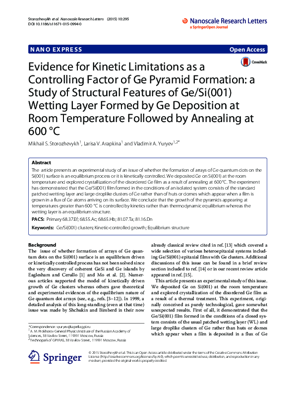 (PDF) Evidence for Kinetic Limitations as a Controlling Factor of Ge ...