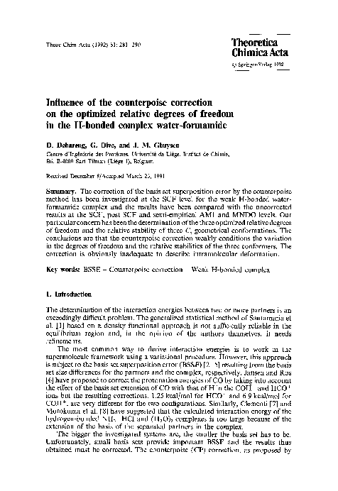 (PDF) Influence of the counterpoise correction on the optimized ...