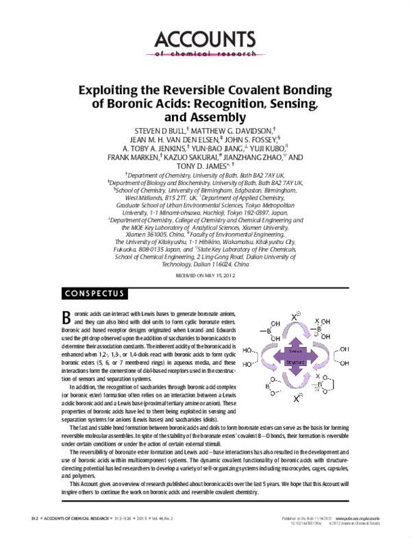 (PDF) Exploiting the Reversible Covalent Bonding of Boronic Acids ...