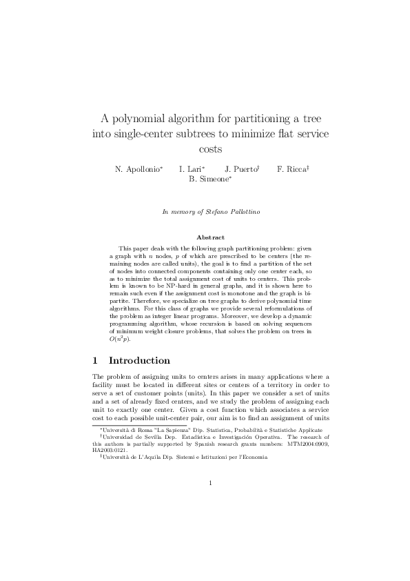 (PDF) Polynomial algorithms for partitioning a tree into single-center subtrees to minimize flat ...
