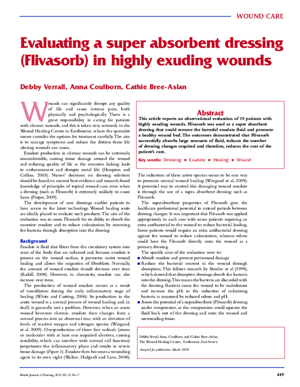 (PDF) Evaluating a super absorbent dressing (Flivasorb) in highly ...