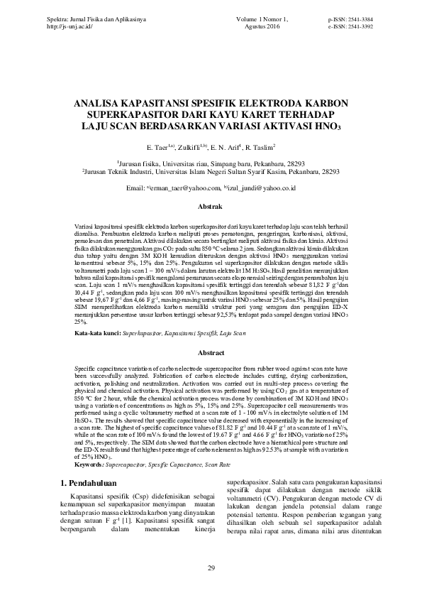 (PDF) ANALISA KAPASITANSI SPESIFIK ELEKTRODA KARBON SUPERKAPASITOR dari ...