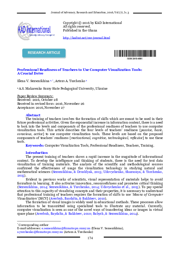 (PDF) Professional Readiness of Teachers to Use Computer Visualization ...