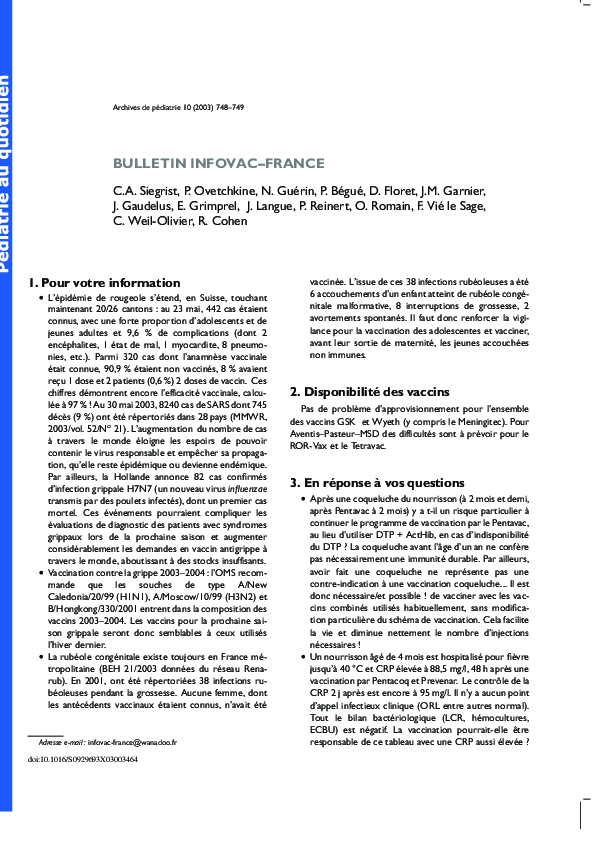 (PDF) Bulletin Infovac–France