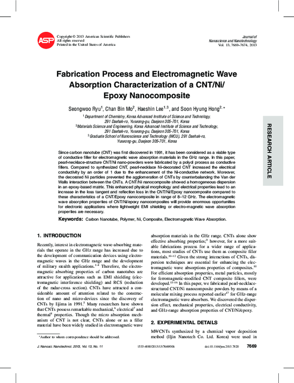 (PDF) Fabrication Process and Electromagnetic Wave Absorption ...