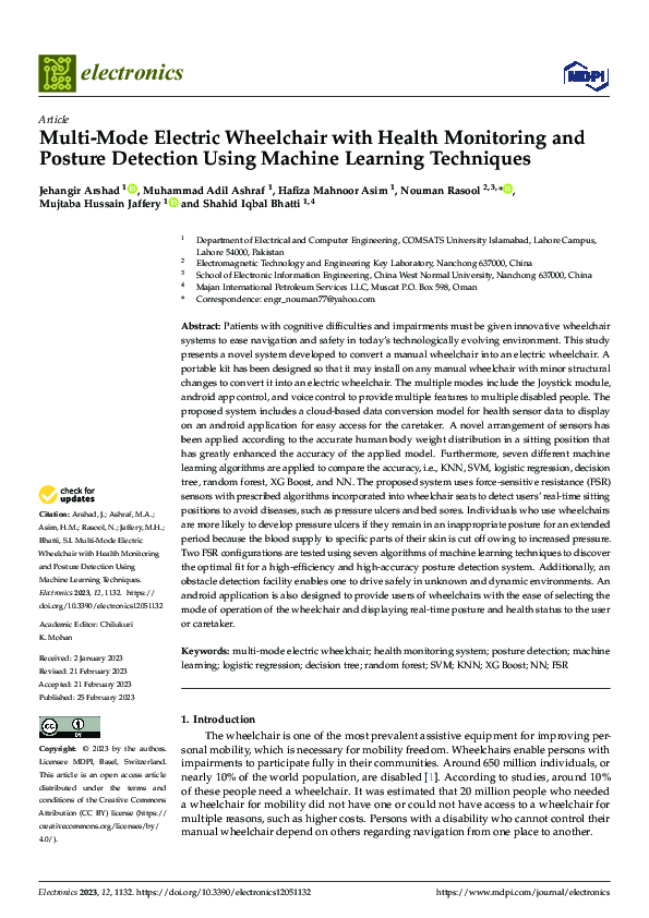 Pdf Multi Mode Electric Wheelchair With Health Monitoring And Posture Detection Using Machine