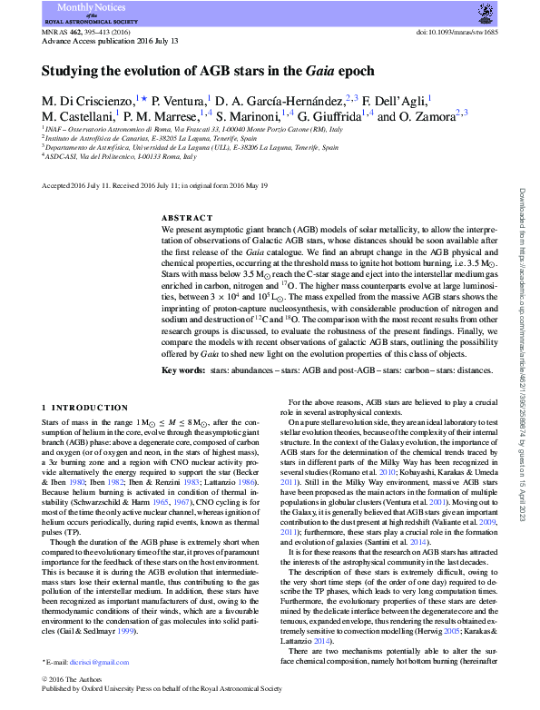 (PDF) Studying the evolution of AGB stars in theGaiaepoch