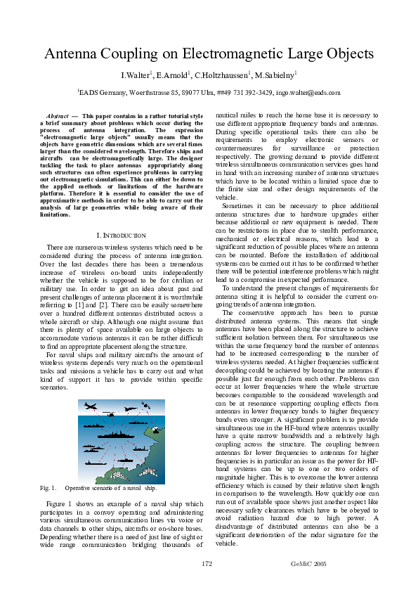 (PDF) Antenna Coupling on Electromagnetic Large Objects