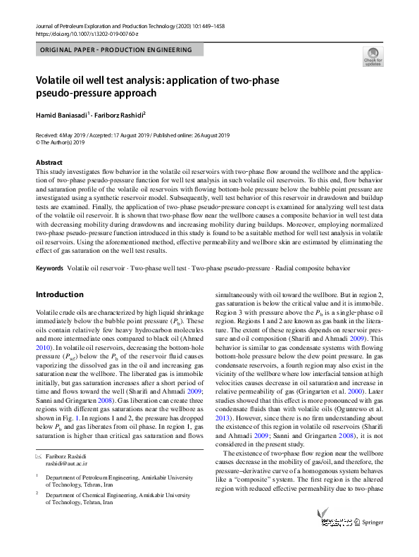 (PDF) Volatile oil well test analysis: application of two-phase pseudo ...