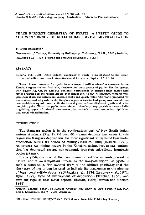 (PDF) Trace element chemistry of pyrite: A useful guide to the occurrence of sulfide base metal ...
