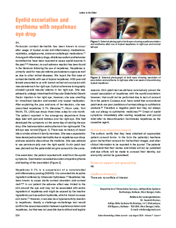 (PDF) Eyelid excoriation and erythema with nepafenac eye drop