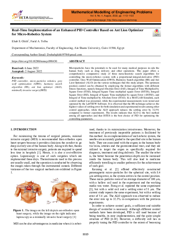Pdf Real Time Implementation Of An Enhanced Pid Controller Based On