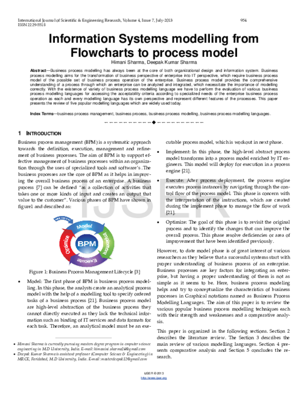 (PDF) Information Systems modelling from Flowcharts to process model