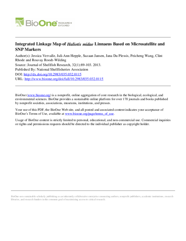 (PDF) Integrated Linkage Map of Haliotis midae Linnaeus Based on ...