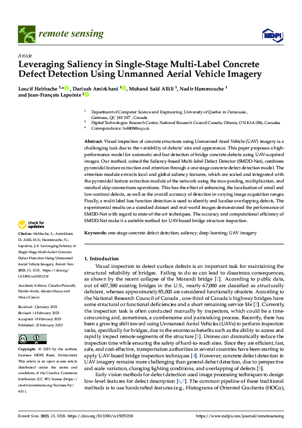 Pdf Leveraging Saliency In Single Stage Multi Label Concrete Defect Detection Using Unmanned