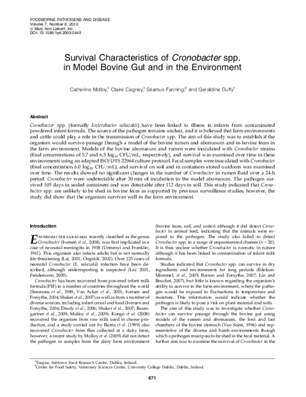 (PDF) Survival Characteristics ofCronobacterspp. in Model Bovine Gut ...