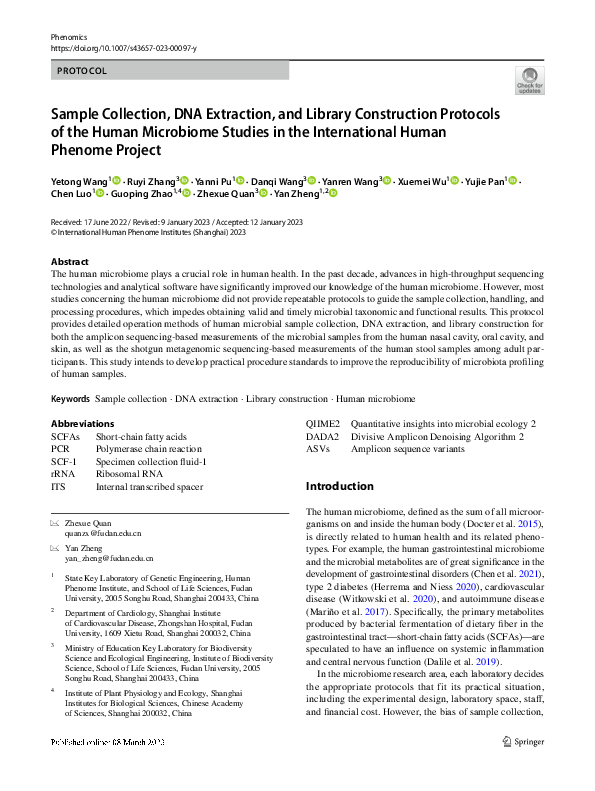 (PDF) Sample Collection, DNA Extraction, and Library Construction ...