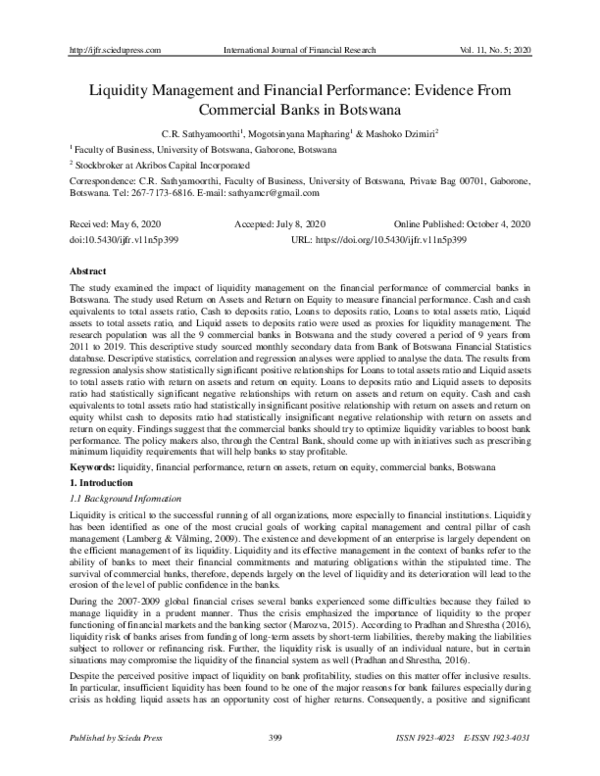 Liquidity Management And Financial Performance Nexus: A Micro Analysis ...