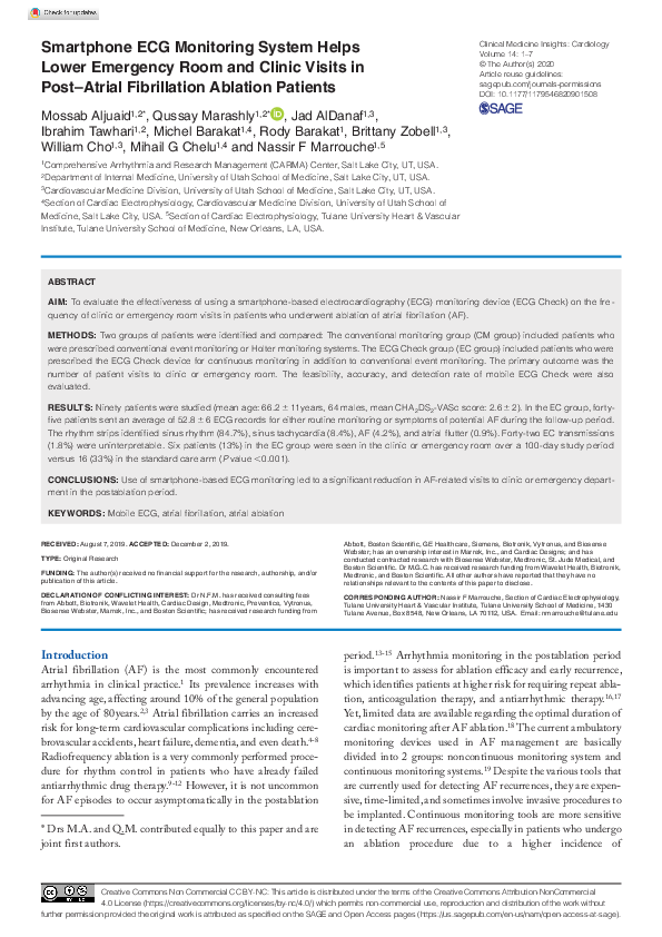 (PDF) Smartphone ECG Monitoring System Helps Lower Emergency Room and ...