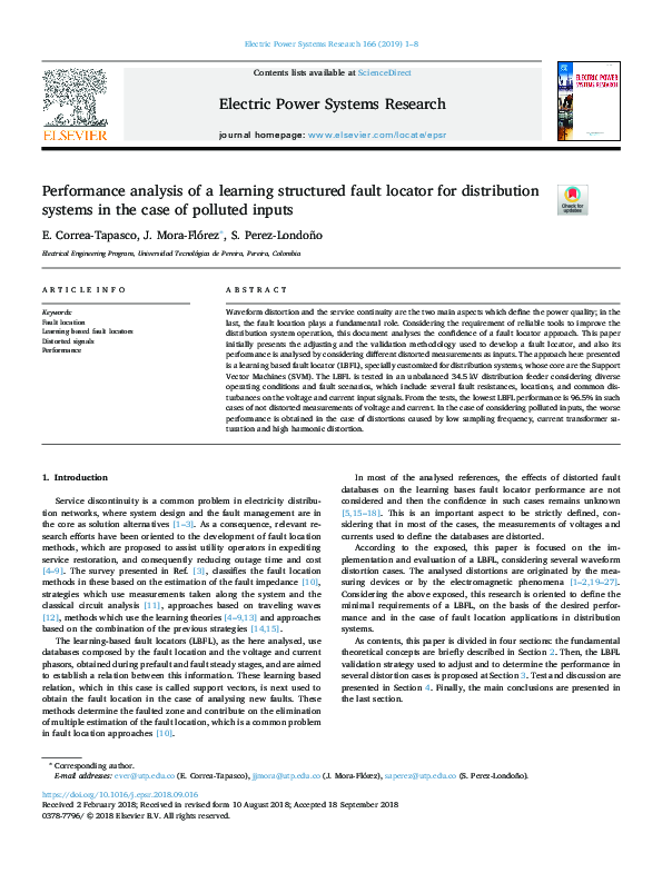 Pdf Performance Analysis Of A Learning Structured Fault Locator For Distribution Systems In