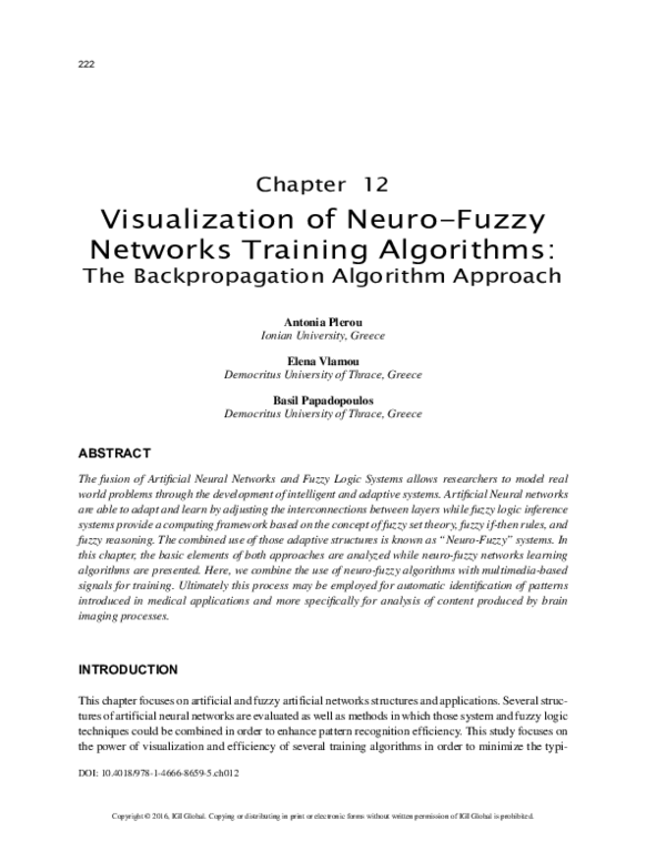 Pdf Visualization Of Neuro Fuzzy Networks Training Algorithms