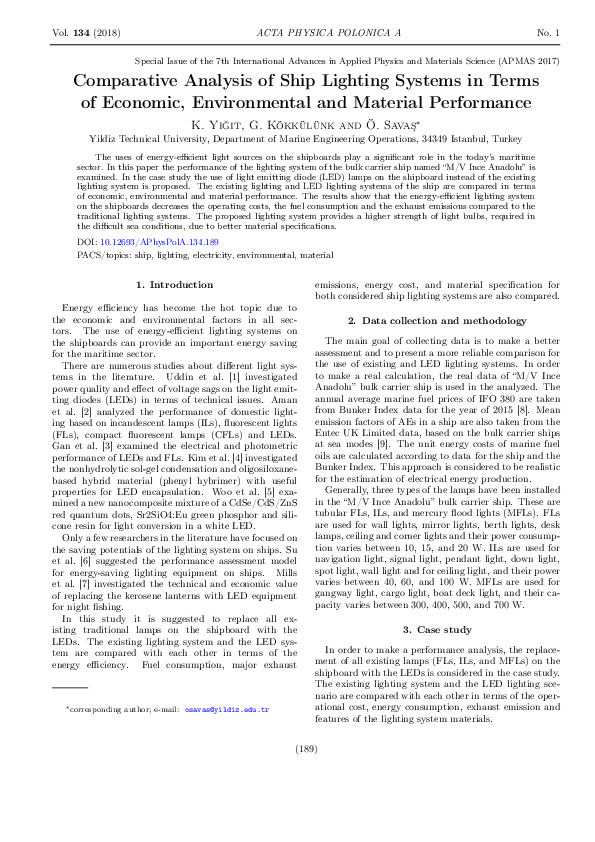 (PDF) Comparative Analysis of Ship Lighting Systems in Terms of ...