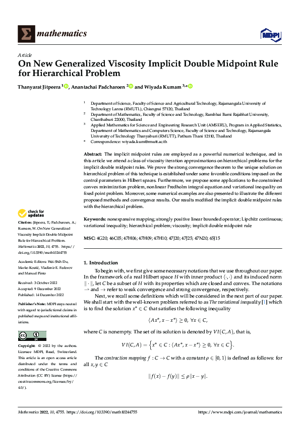 Pdf On New Generalized Viscosity Implicit Double Midpoint Rule For Hierarchical Problem