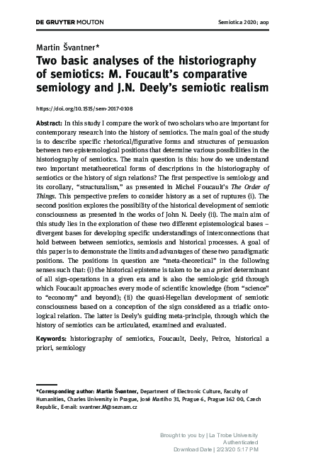 (PDF) Two basic analyses of the historiography of semiotics: M ... (PDF) Two basic analyses of the historiography of semiotics: M ...