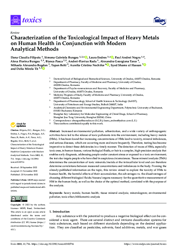 (PDF) Characterization of the Toxicological Impact of Heavy Metals on ...