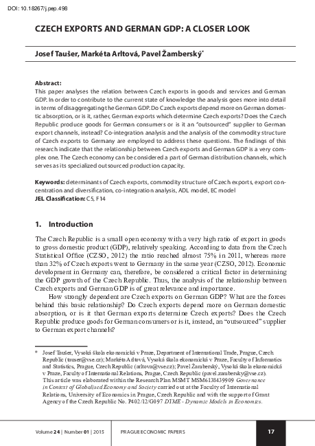 (PDF) Czech Exports and German GDP: A Closer Look