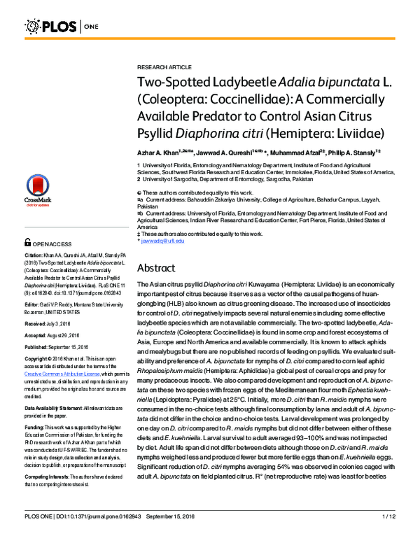 (PDF) Two-Spotted Ladybeetle Adalia bipunctata L. (Coleoptera ...