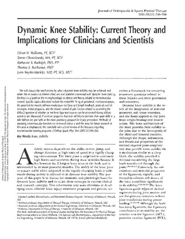 (PDF) Dynamic Knee Stability: Current Theory and Implications for ...
