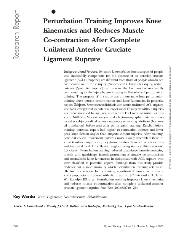(PDF) Perturbation Training Improves Knee Kinematics and Reduces Muscle ...